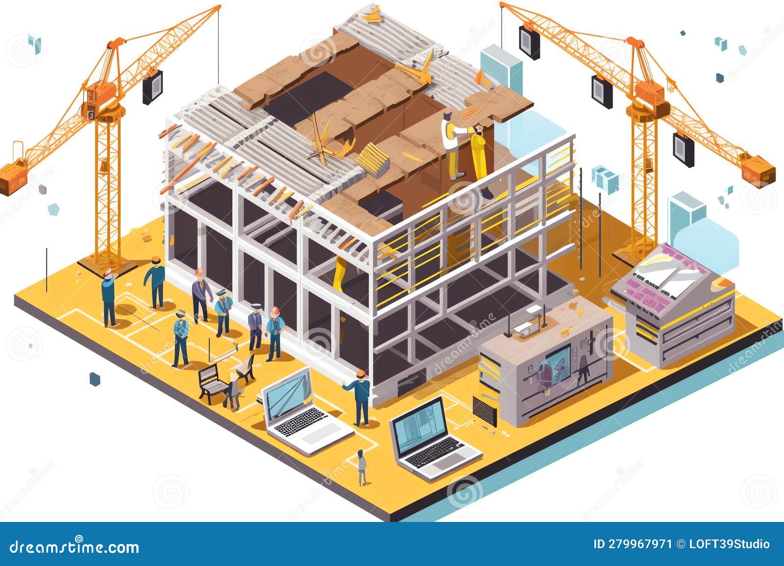 Generative AI Isometric Builder with Construction- Stock Illustration ...