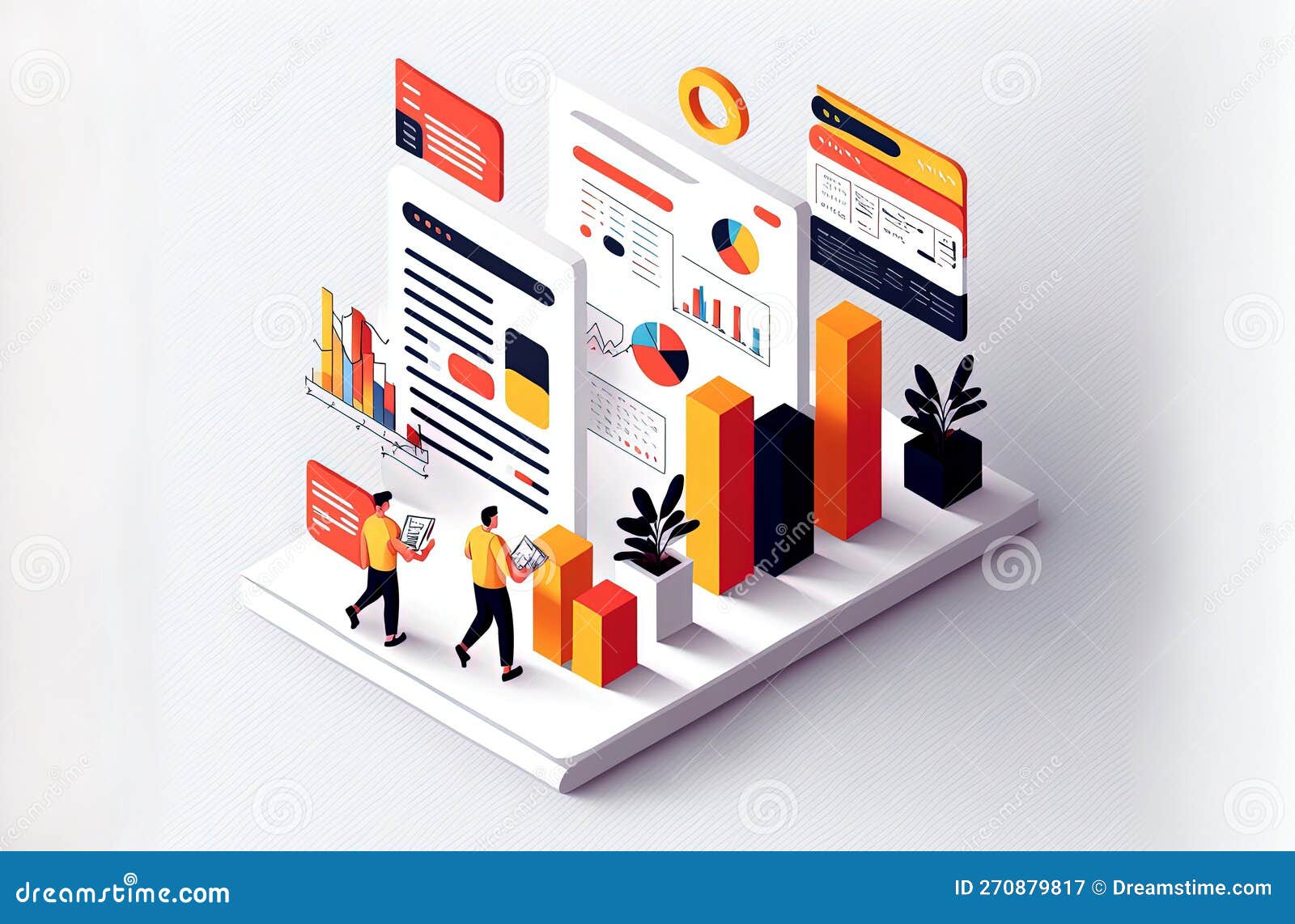 Generative AI of Isometric Concept Illustration of Business Analysis ...