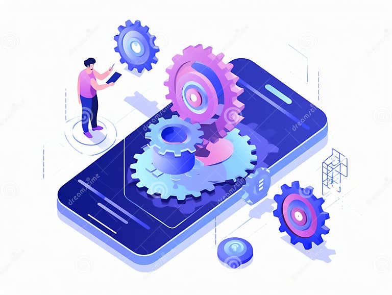 Generative AI Isometric Mobile Phone Assembly- Stock Illustration ...