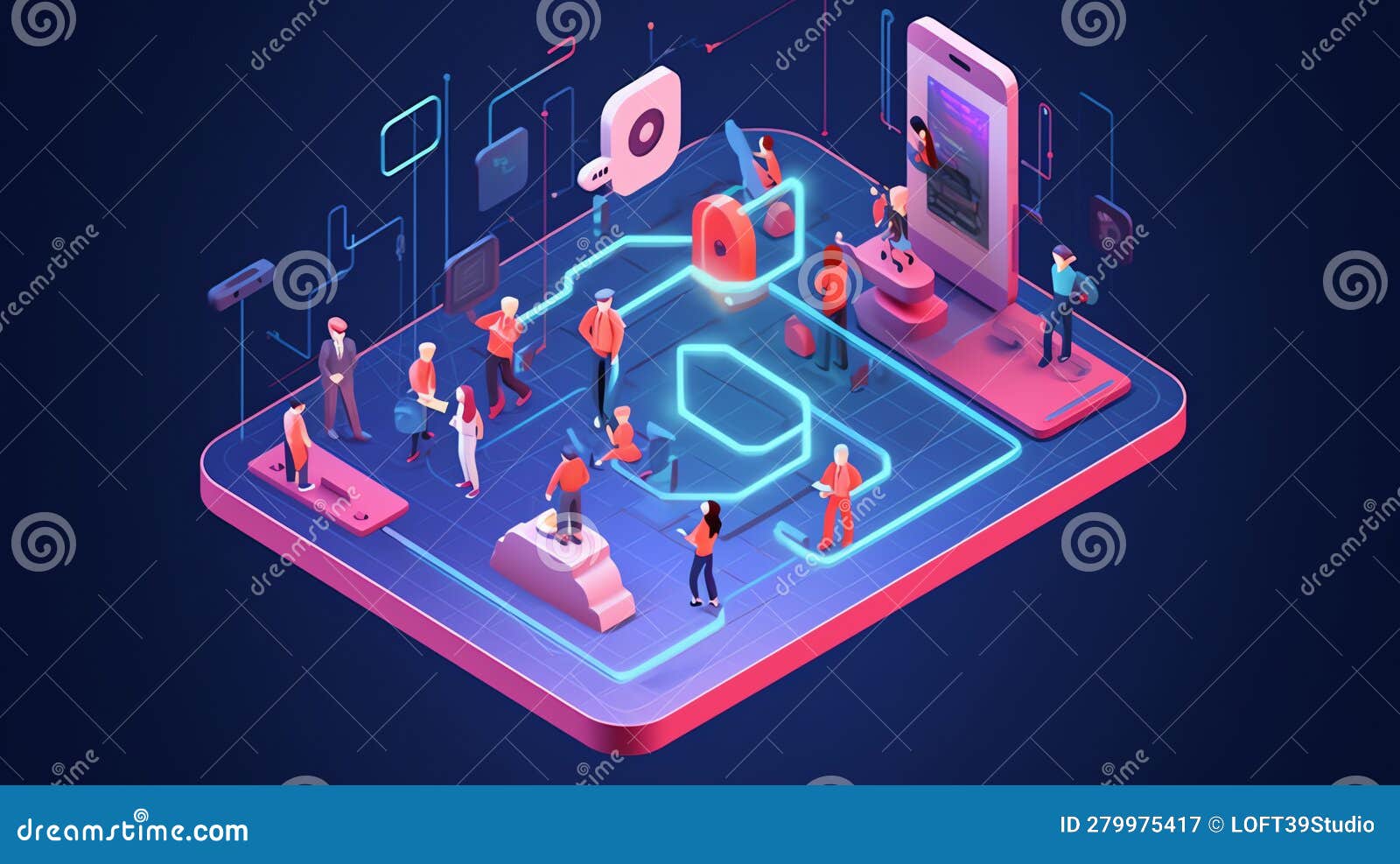 Generative AI Isometric Mobile Phone Assembly- Stock Illustration ...