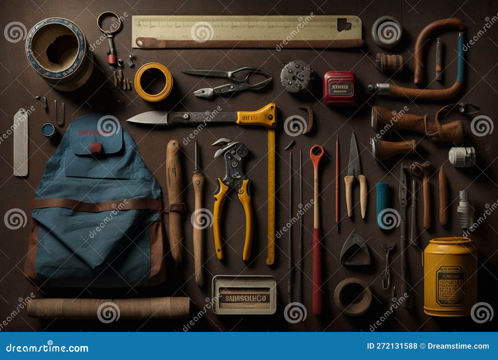 Generative AI Labour Day Flat Lay Workers Tools Stock Illustration ...
