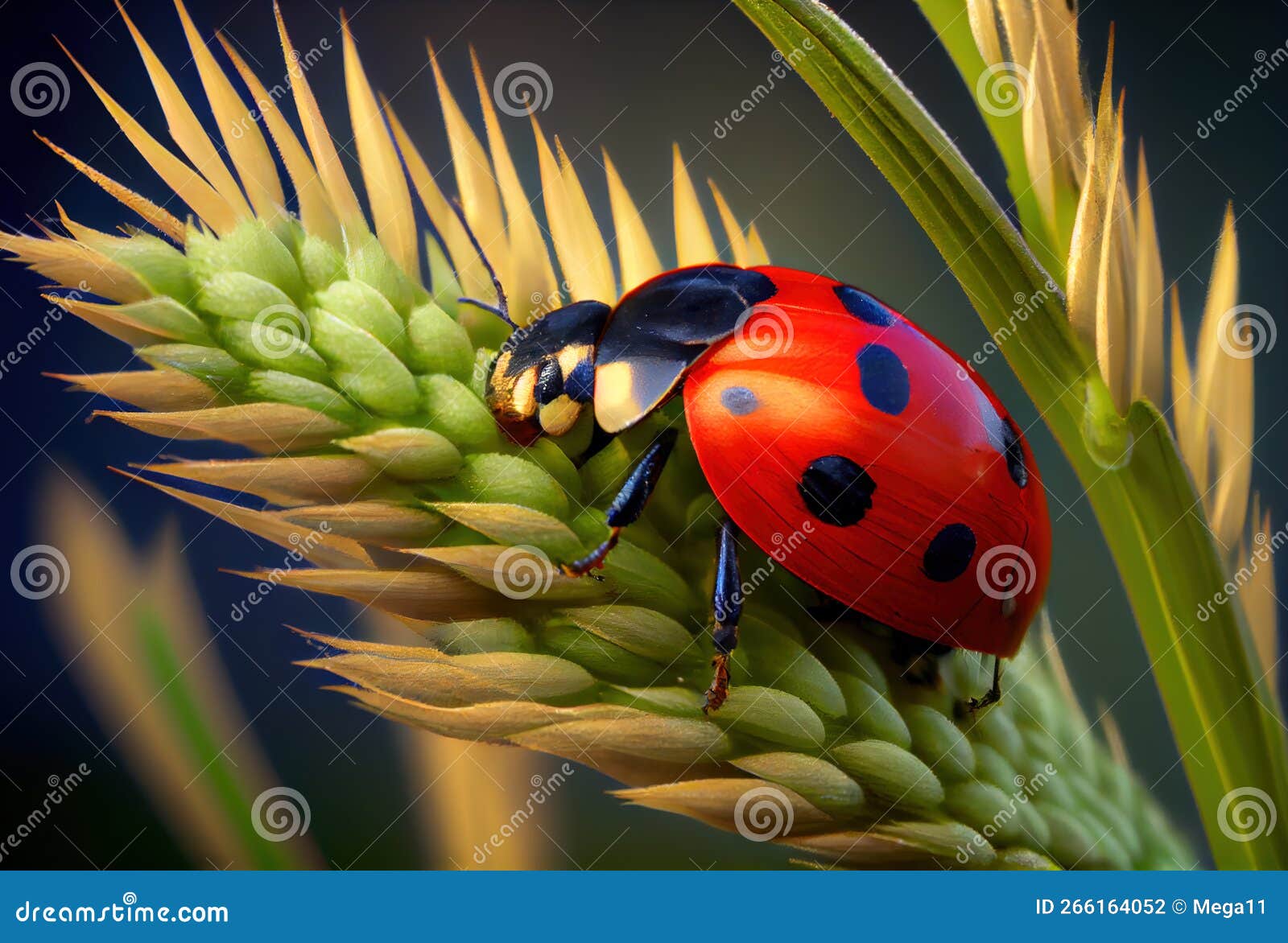 Generative AI: Ladybug on Green Leaf Extreme Close Up Stock ...
