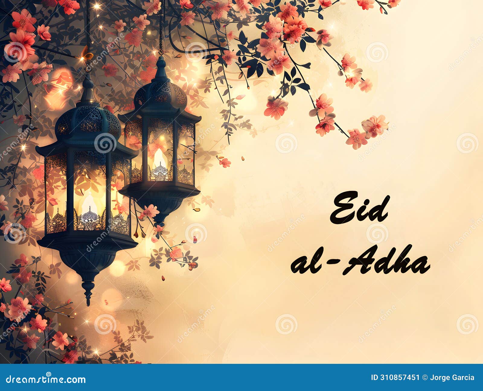 Generative AI. Lanterns Resting on Tree Branch. Eid Al-Adha Concept ...