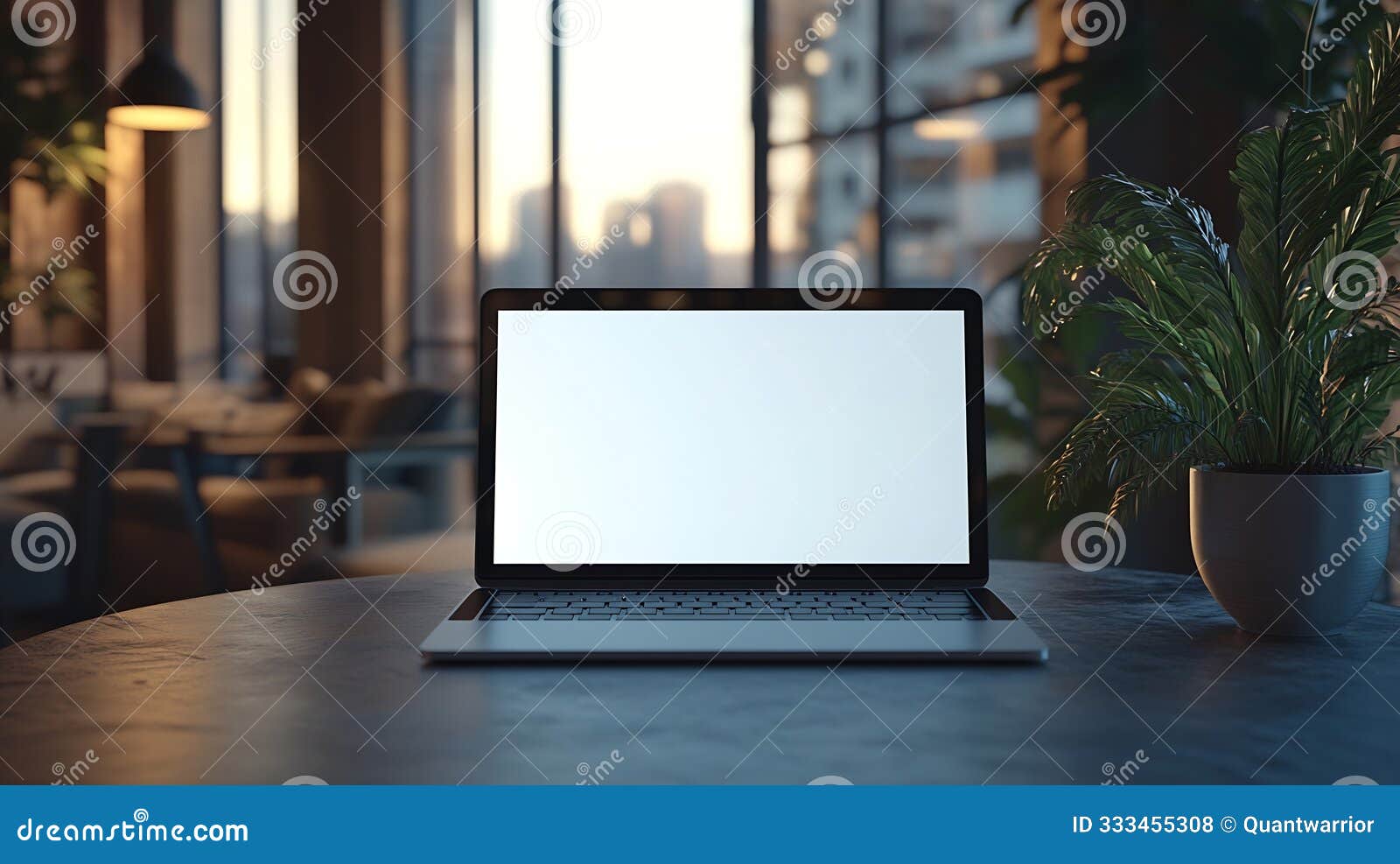 Generative AI Laptop Device Mock Up Template Design on Office Workplace ...