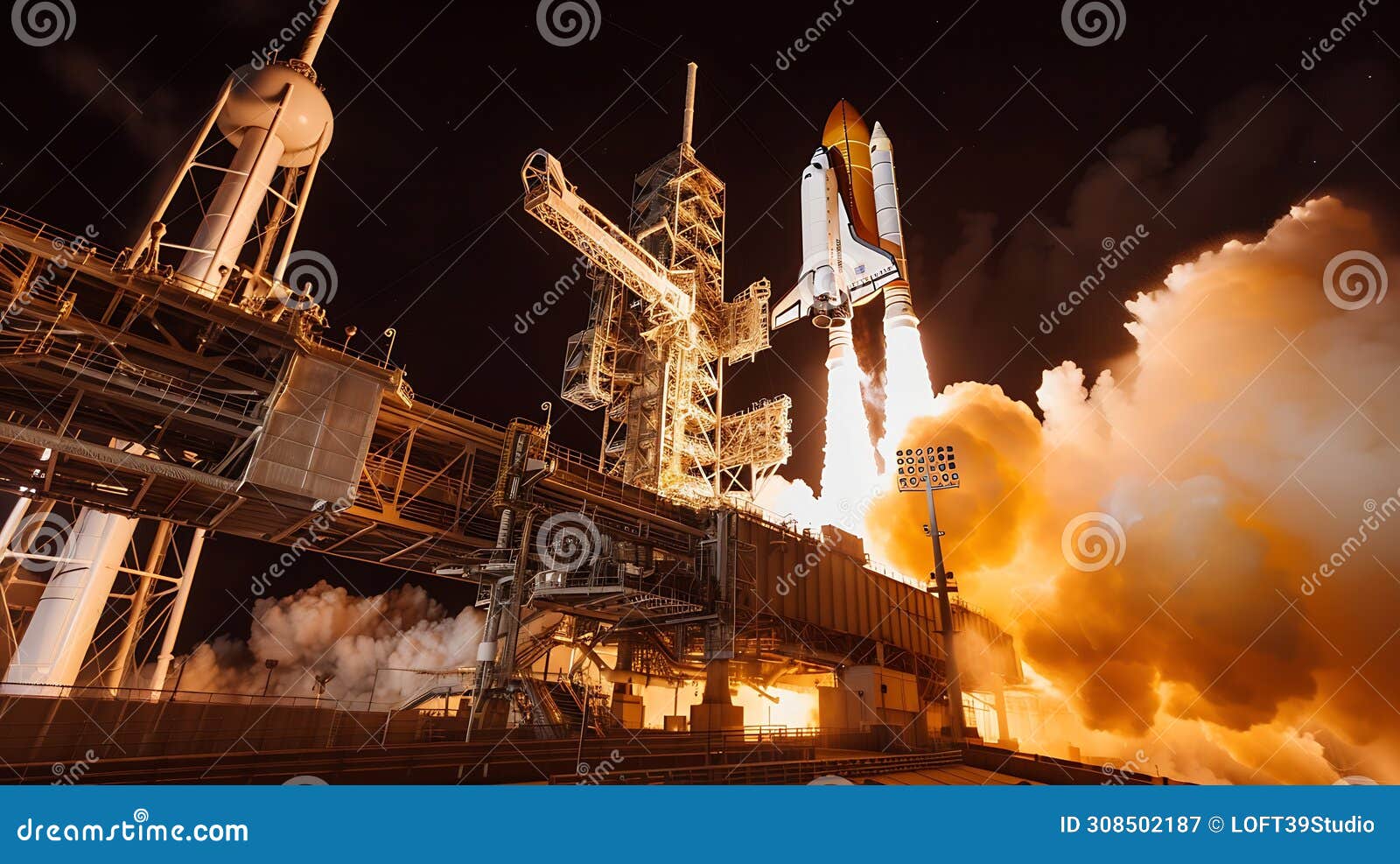 Generative AI the Launch of the Space Shuttle with Fire and Smoke ...