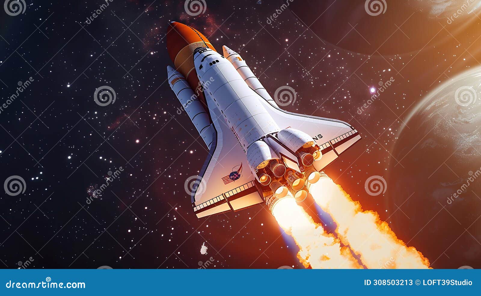 Generative AI the Launch of the Space Shuttle with Fire and Smoke ...