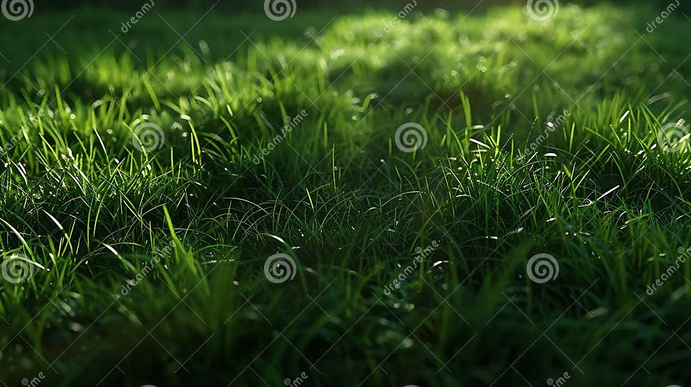 Generative Ai Lush Uncut Green Grass In Soft Evening Light Perfect