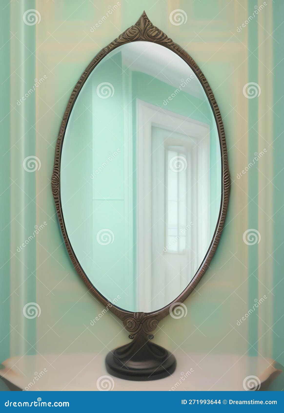 Generative AI: Magic Mirror in a Fantasy Room Stock Illustration ...