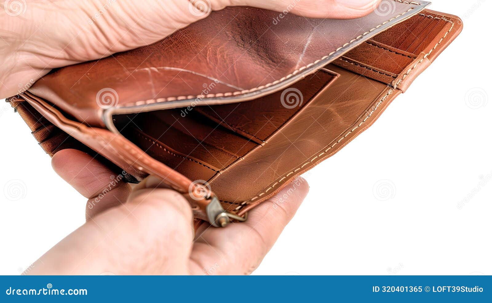 Generative AI Man Hand Open an Empty Wallet Isolated on White ...