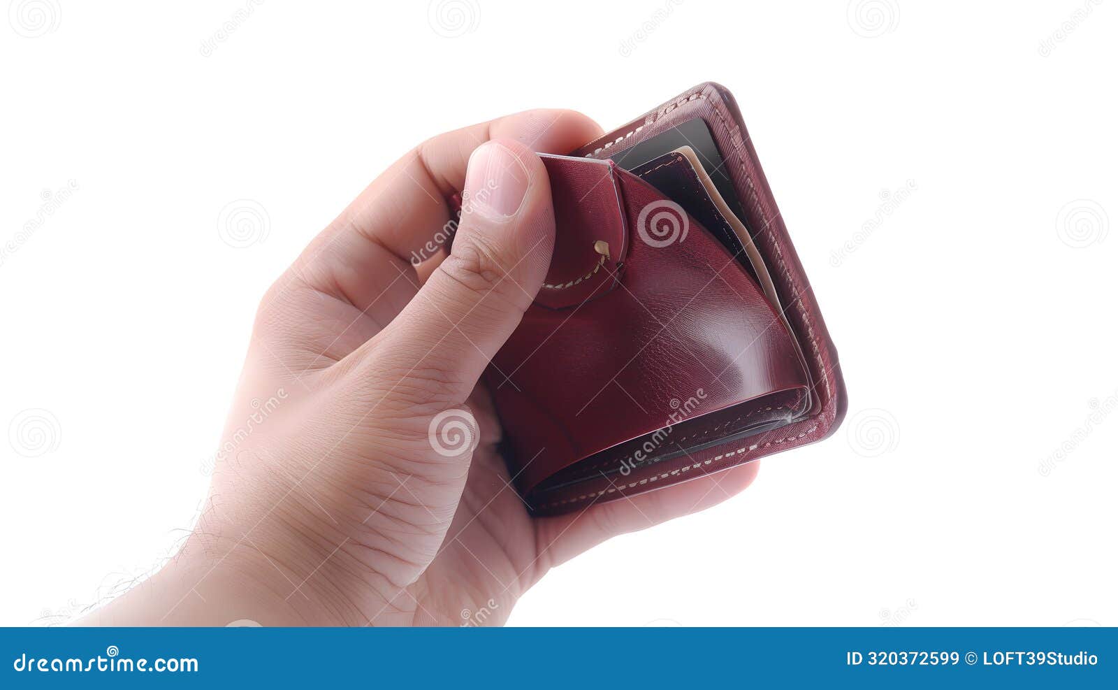 Generative AI Man Hand Open an almost Empty Wallet that Leaves only ...