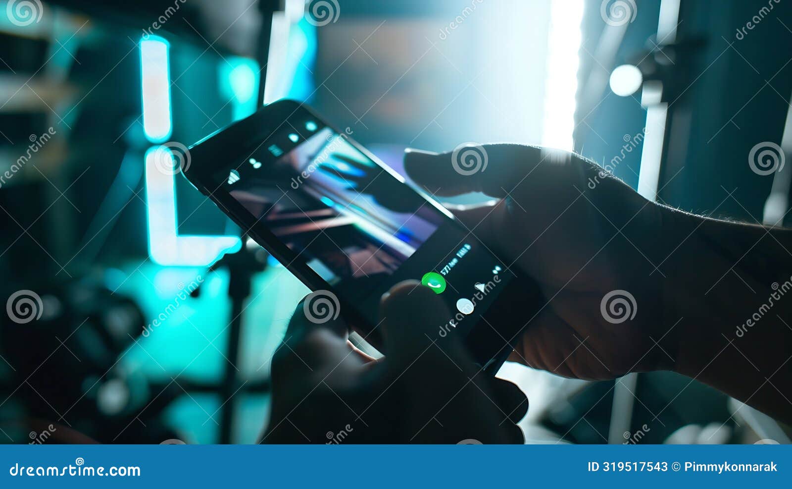 Generative AI Man Touching Smartphone To Watching and Live Streaming ...