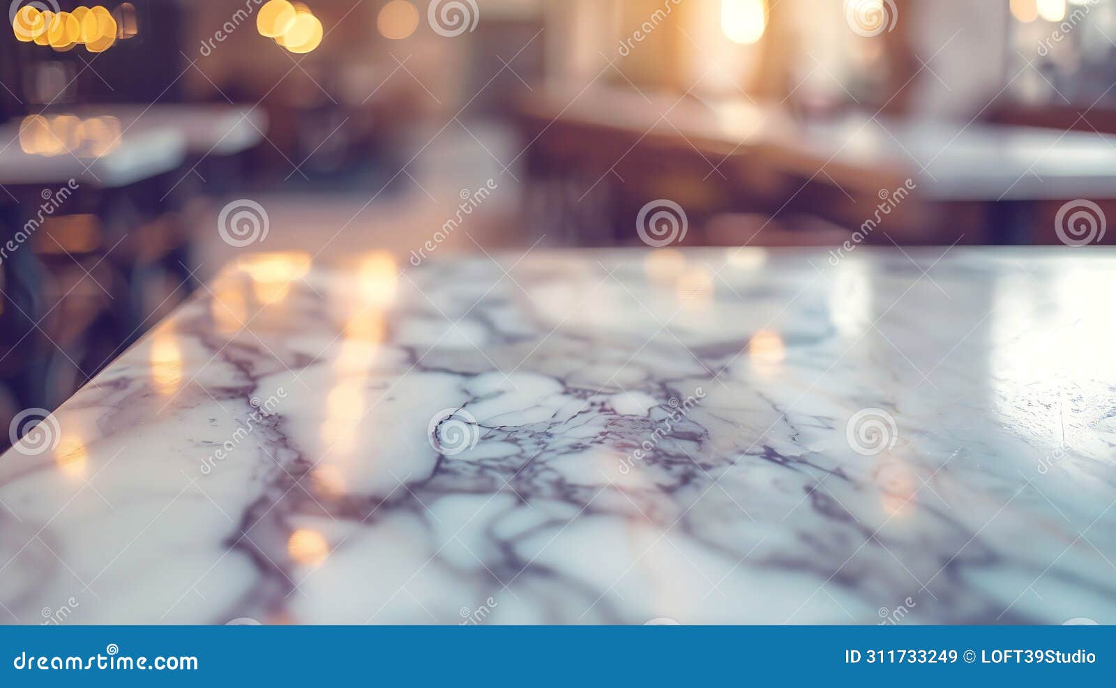 Generative AI Marble Table Top with Blurred Abstract Cafe Restaurant ...