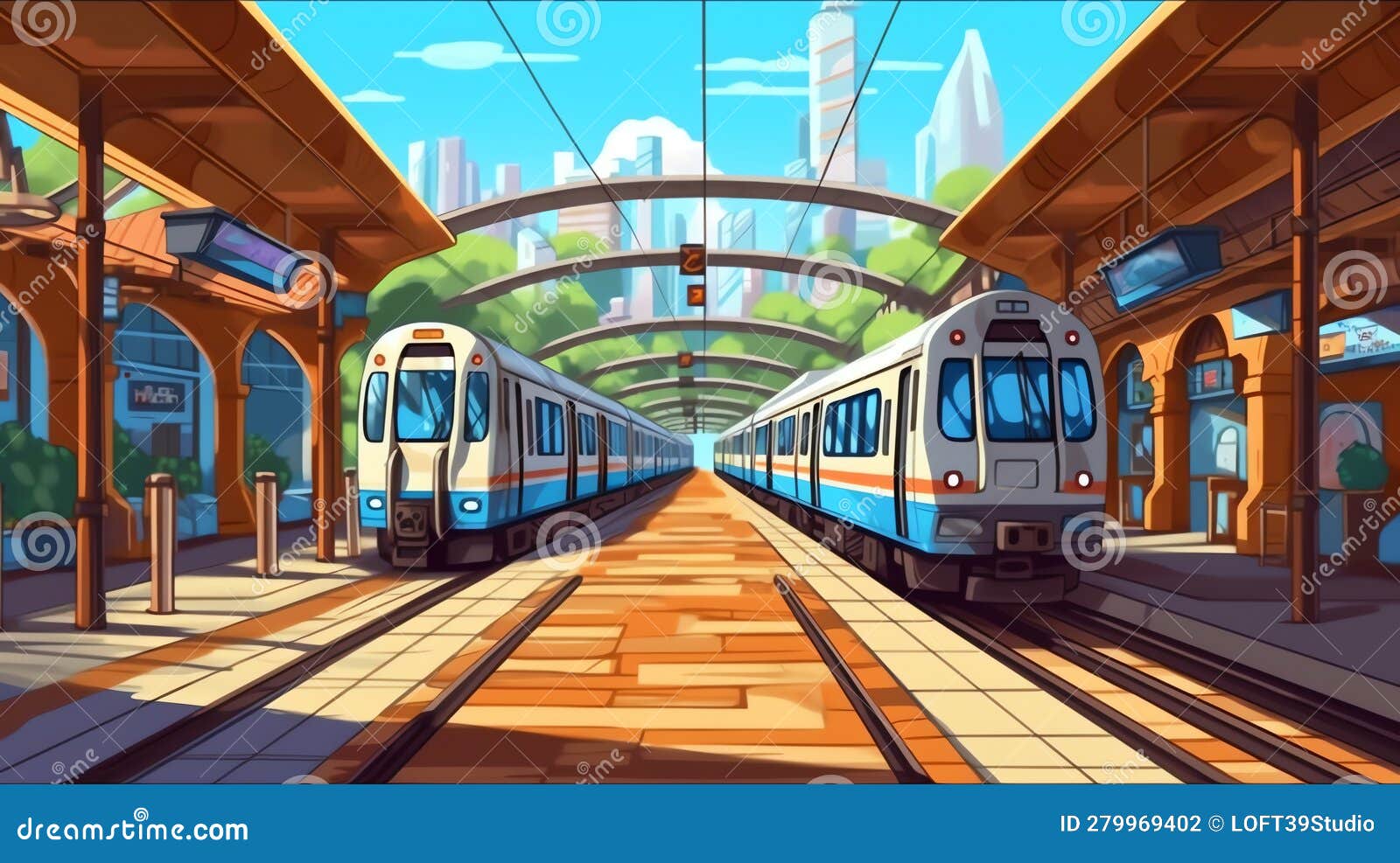 Generative AI Metro Station Interior with- Stock Illustration ...
