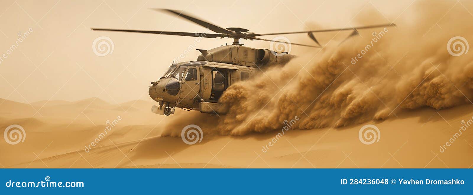 Generative AI, Military Helicopter Takes Off in Thick Dust Stock ...