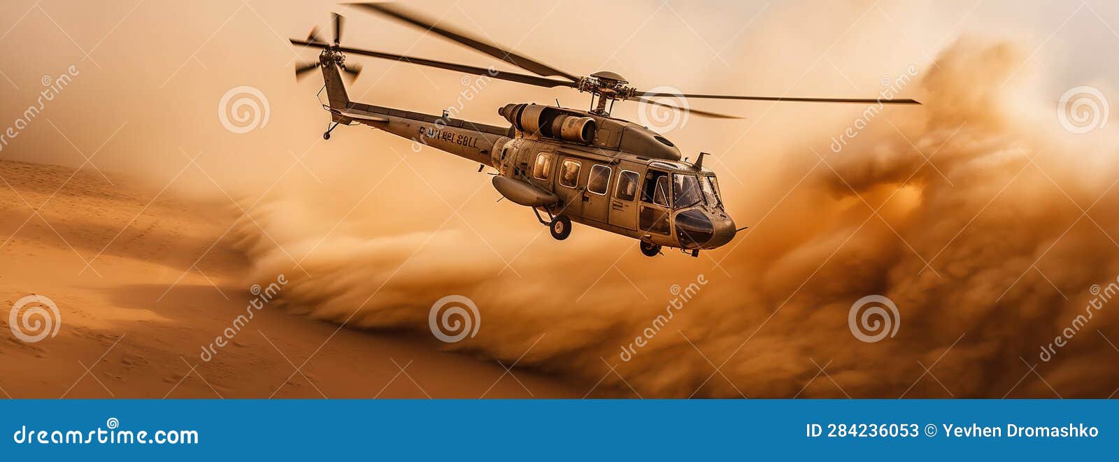 Generative AI, Military Helicopter Takes Off in Thick Dust Stock ...