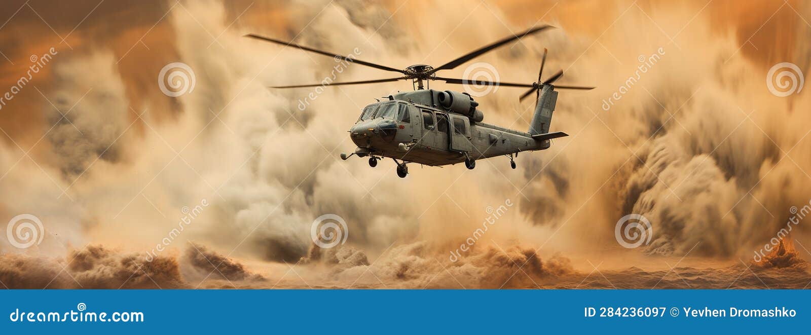 Generative AI, Military Helicopter Takes Off in Thick Dust Stock ...