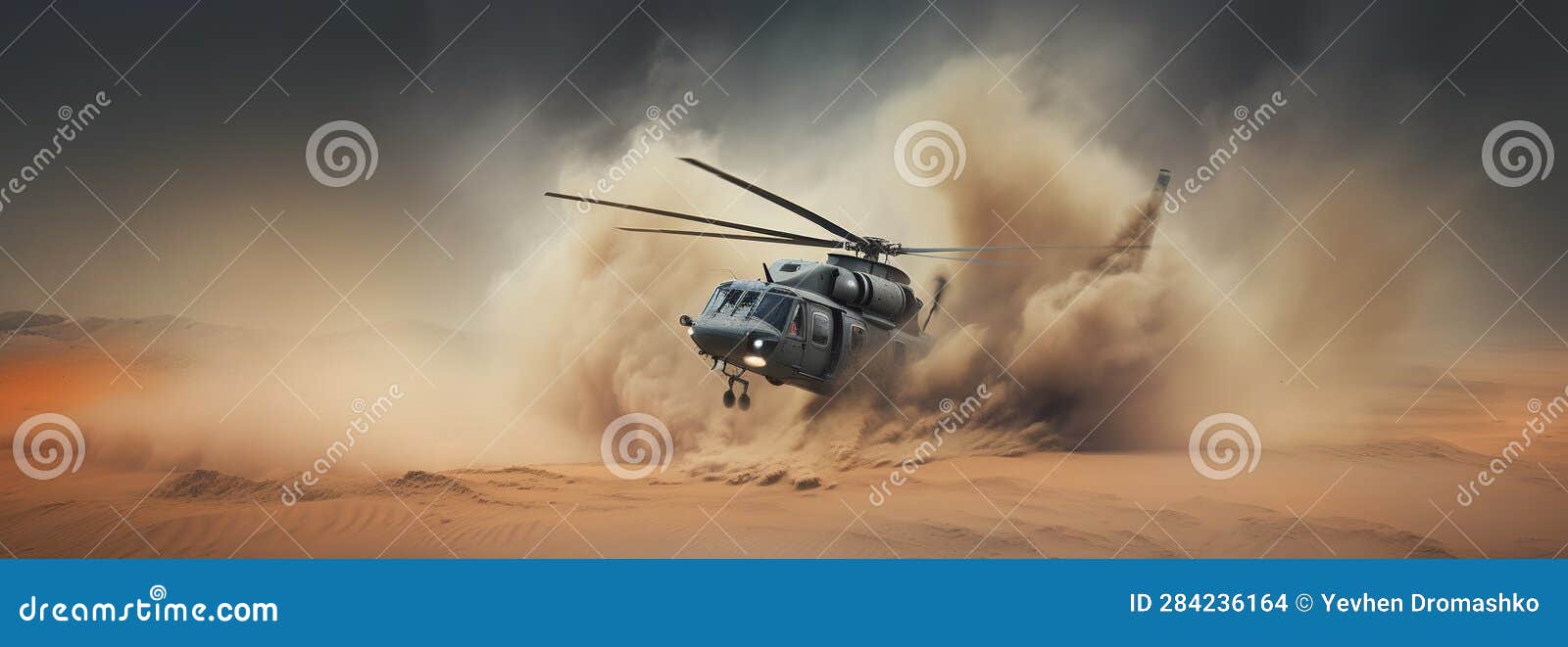 Generative AI, Military Helicopter Takes Off in Thick Dust Stock ...