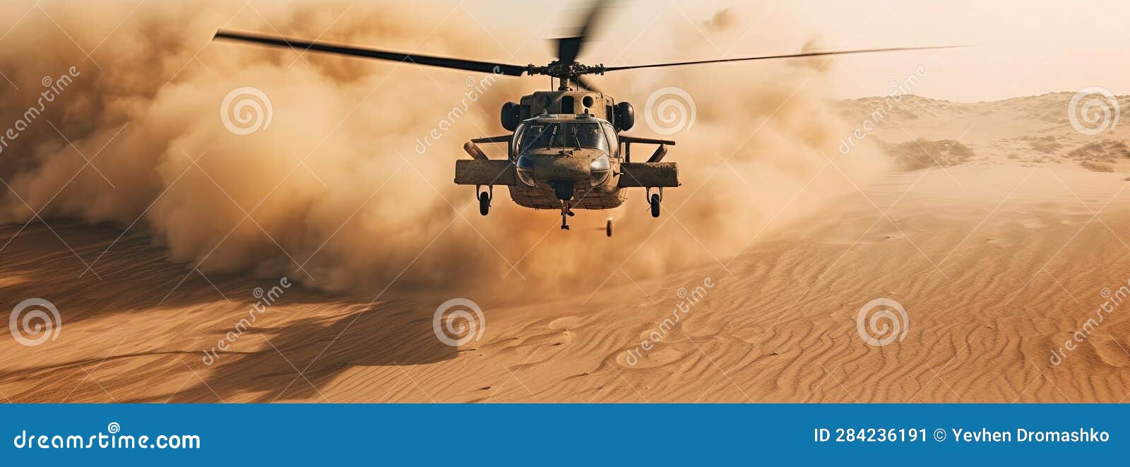 Generative AI, Military Helicopter Takes Off in Thick Dust Stock ...