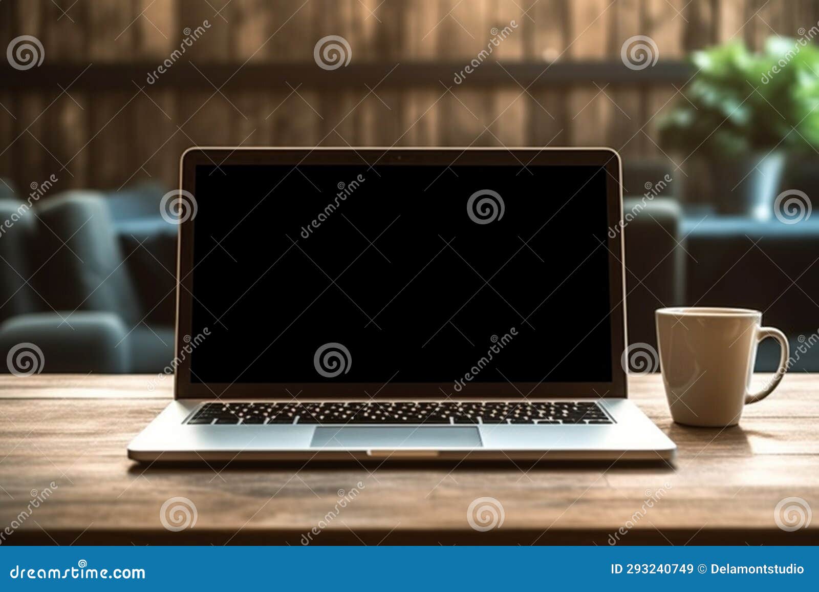Generative AI Mockup of Generic Laptop Computer with Blank Copy Space ...