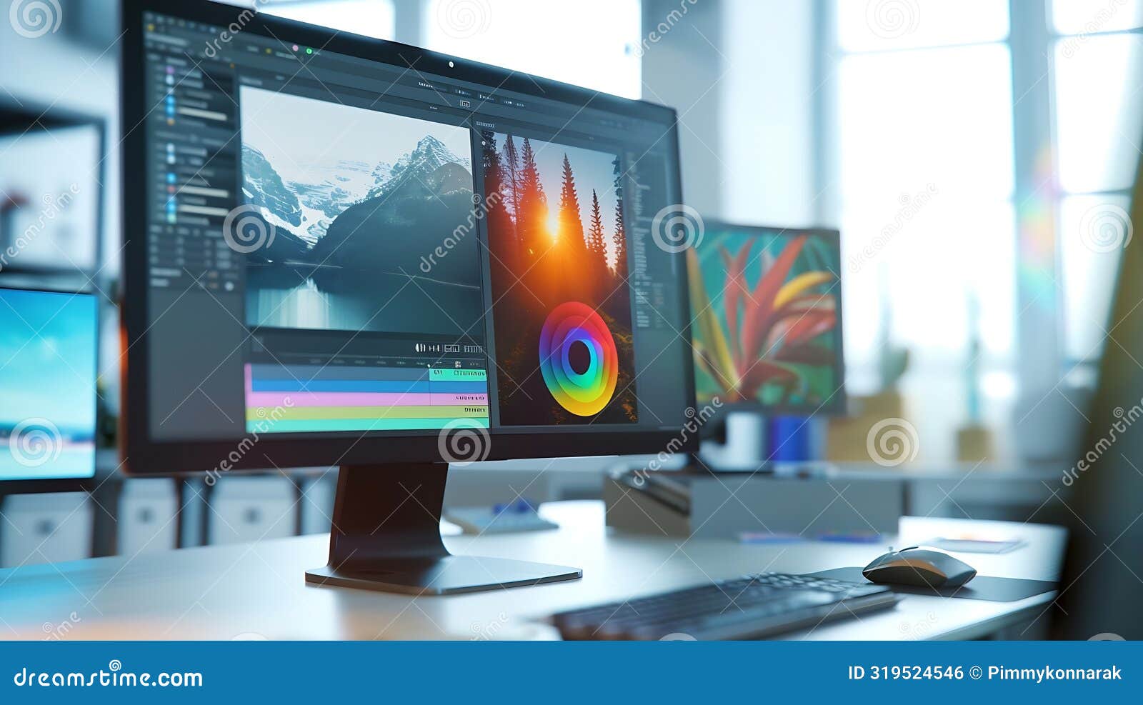 Generative AI Modern Computer with Graphic Editor Software on Screen on ...