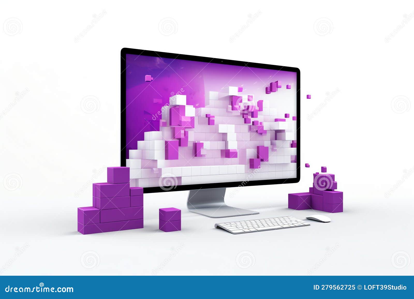 Generative AI Modern Computer Monitor with- Stock Illustration - Illustration of icon, computer ...