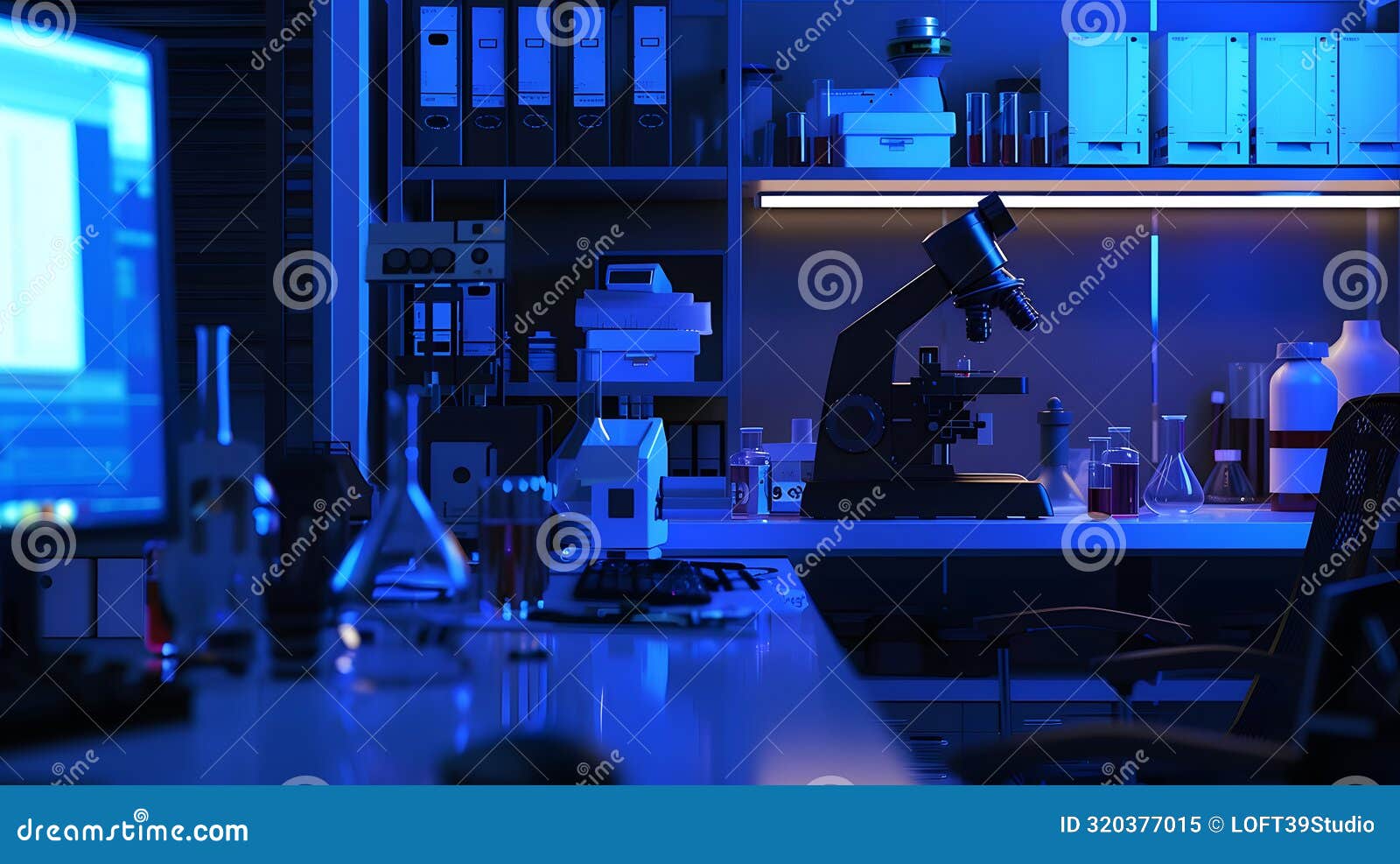 Generative AI Modern Medical Research Laboratory Empty Workplace of a ...