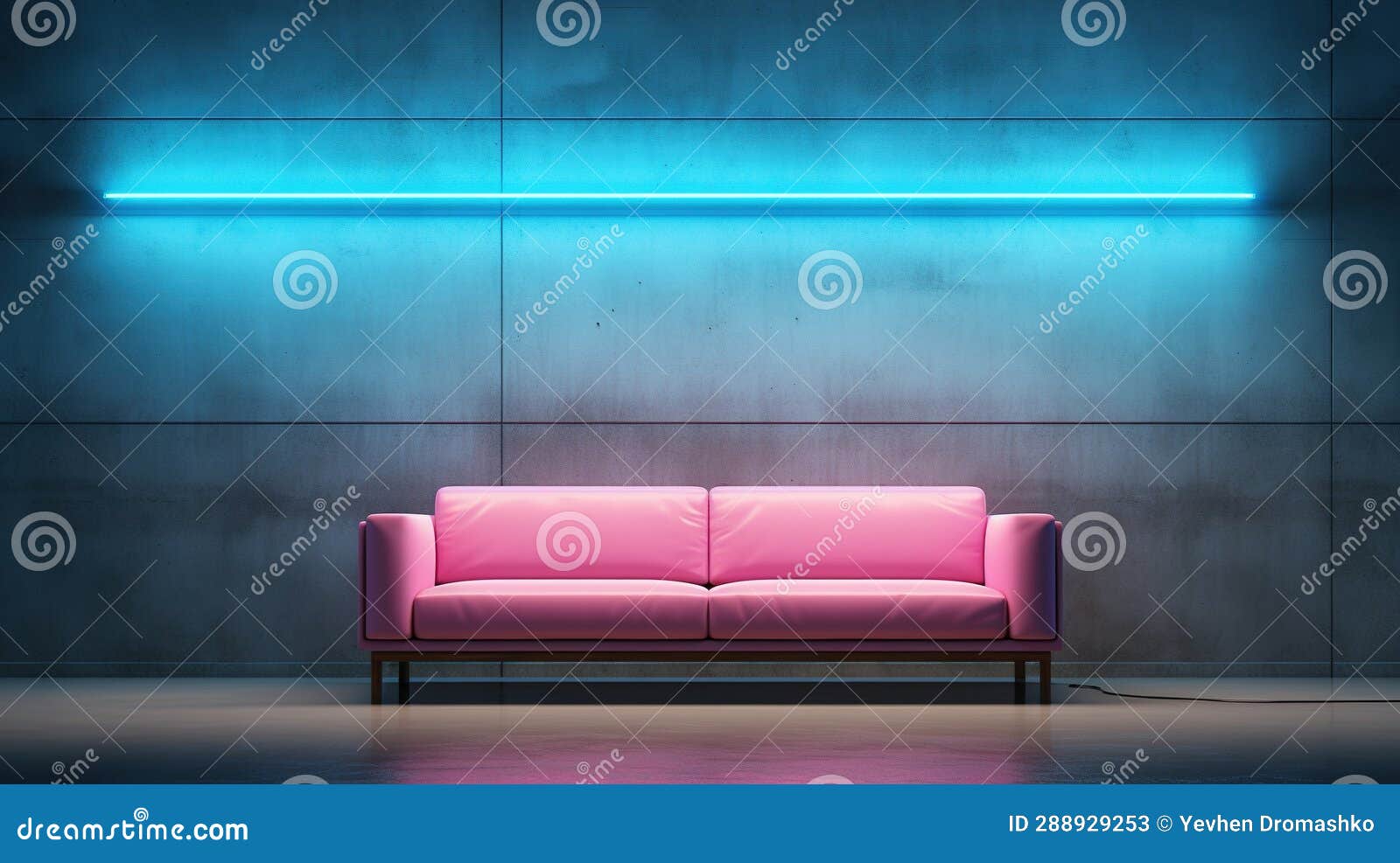 Generative AI, Modern Neon Minimalistic Interior, Blue and Pink Colors ...