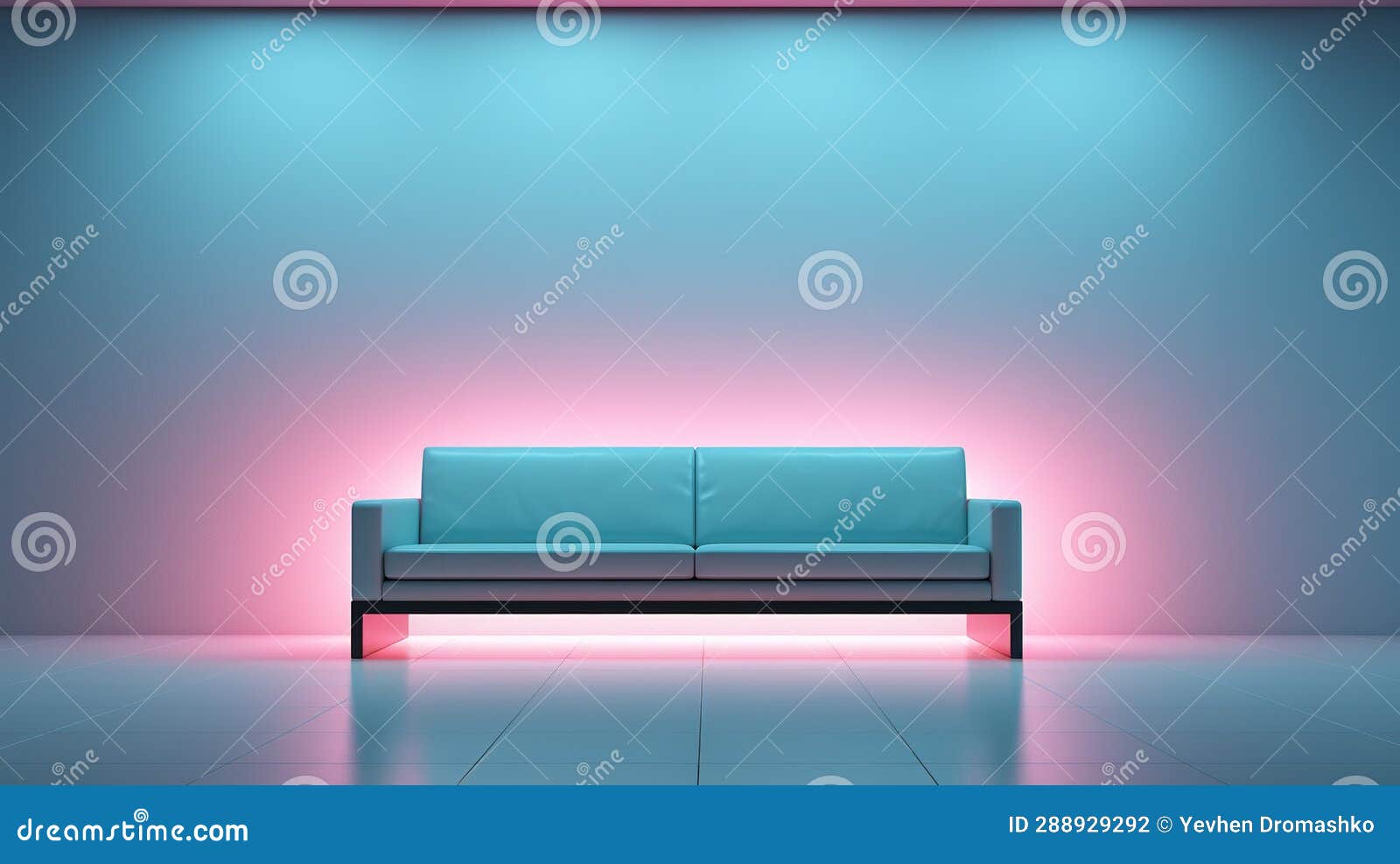 Generative AI, Modern Neon Minimalistic Interior, Blue and Pink Colors ...