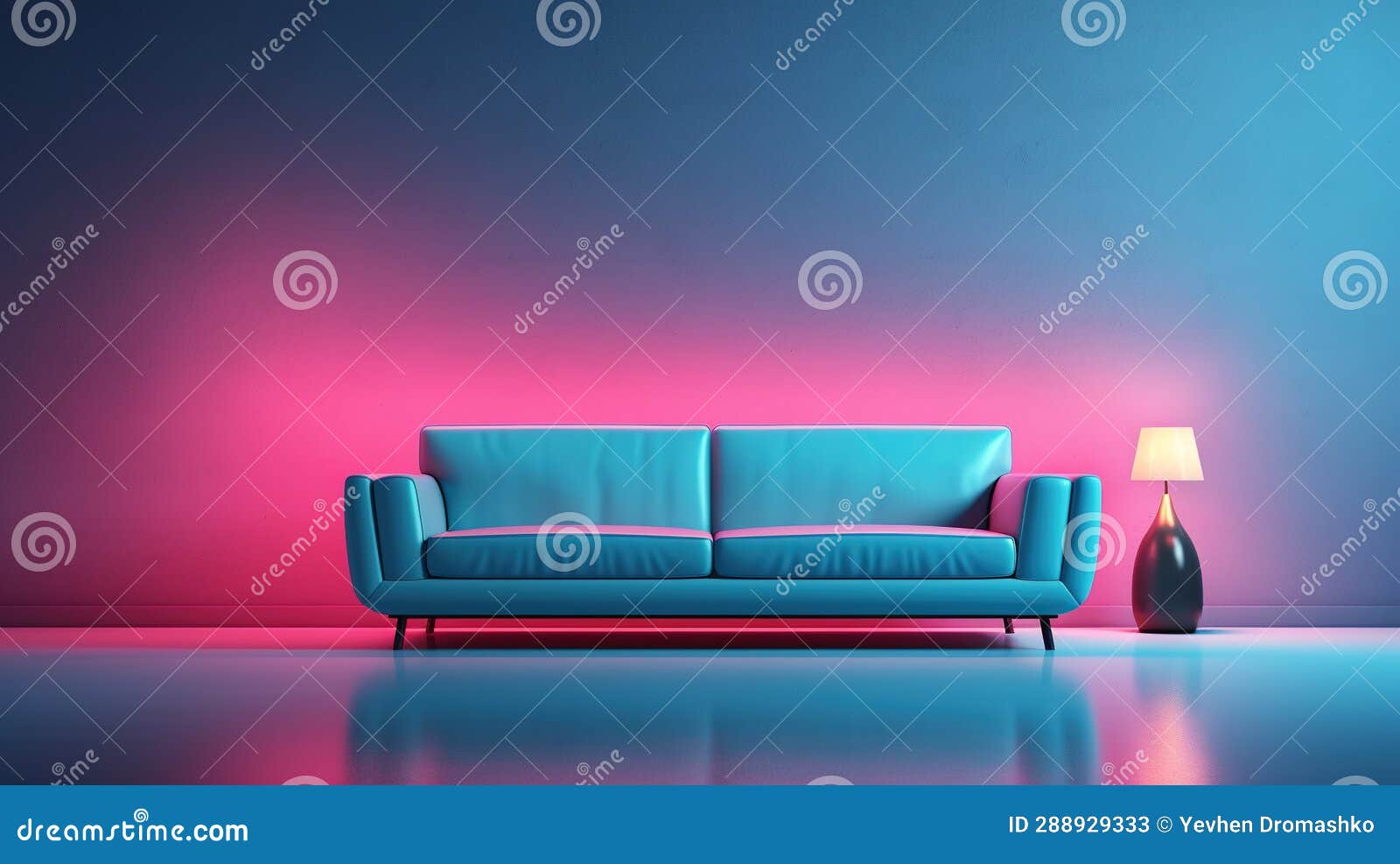 Generative AI, Modern Neon Minimalistic Interior, Blue and Pink Colors ...