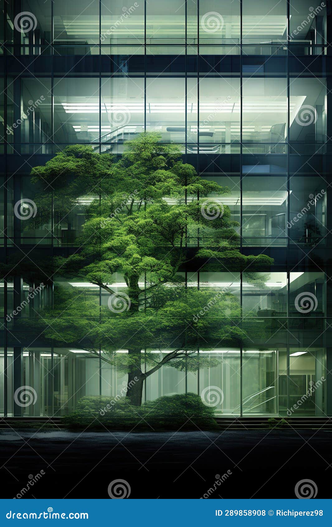 Generative Ai: Modern Office Building with Green Trees Stock ...