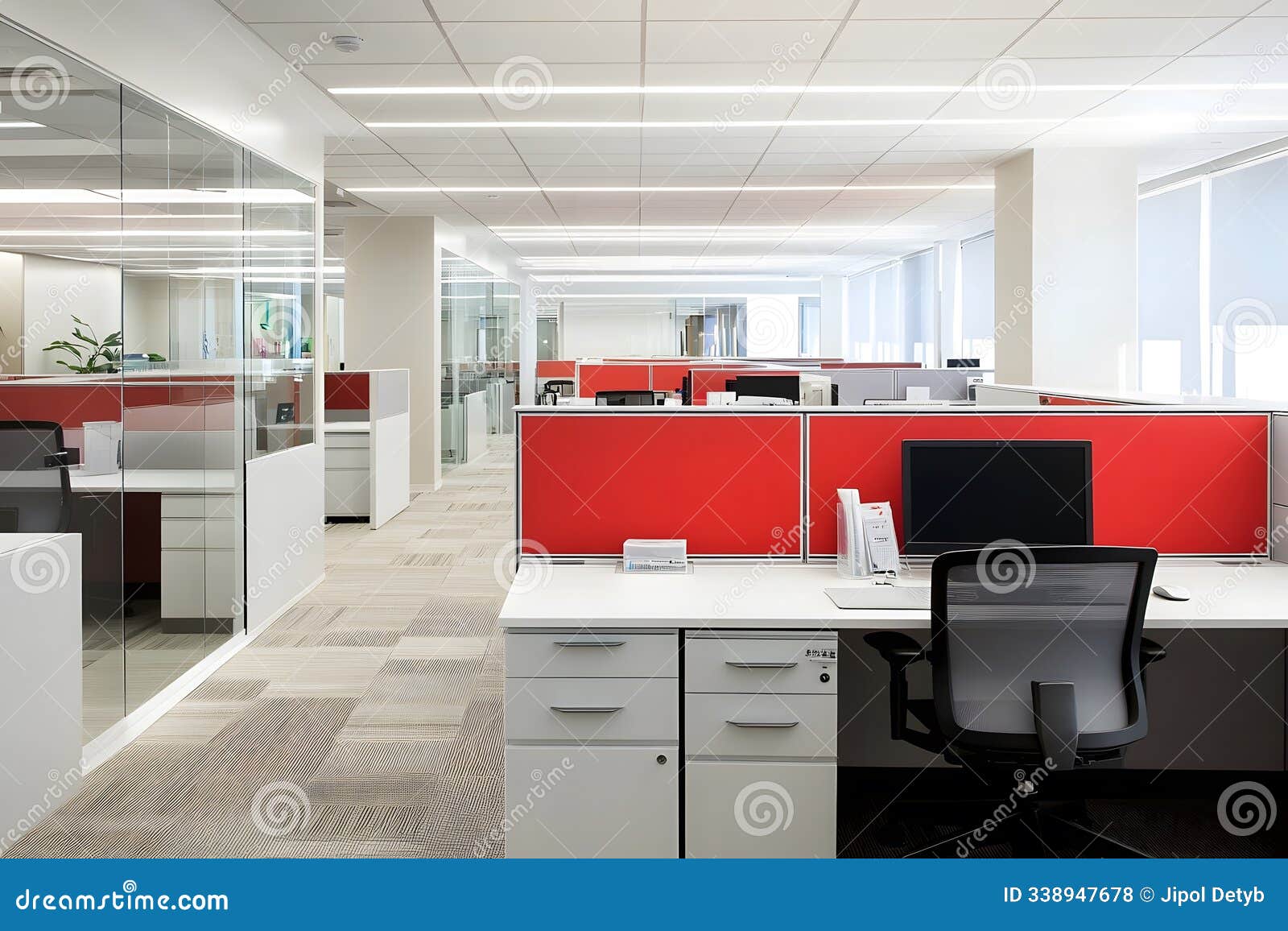 The Modern Open-plan Office with Organized Layout. Stock Illustration ...