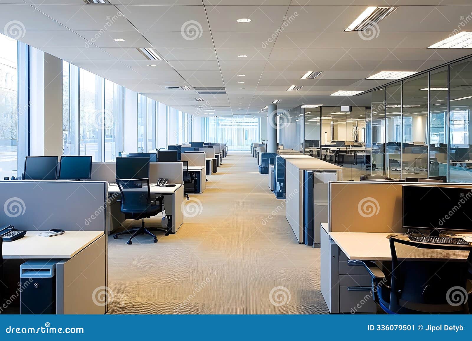 The Modern Open-plan Office with Organized Layout. Generative AI Stock ...