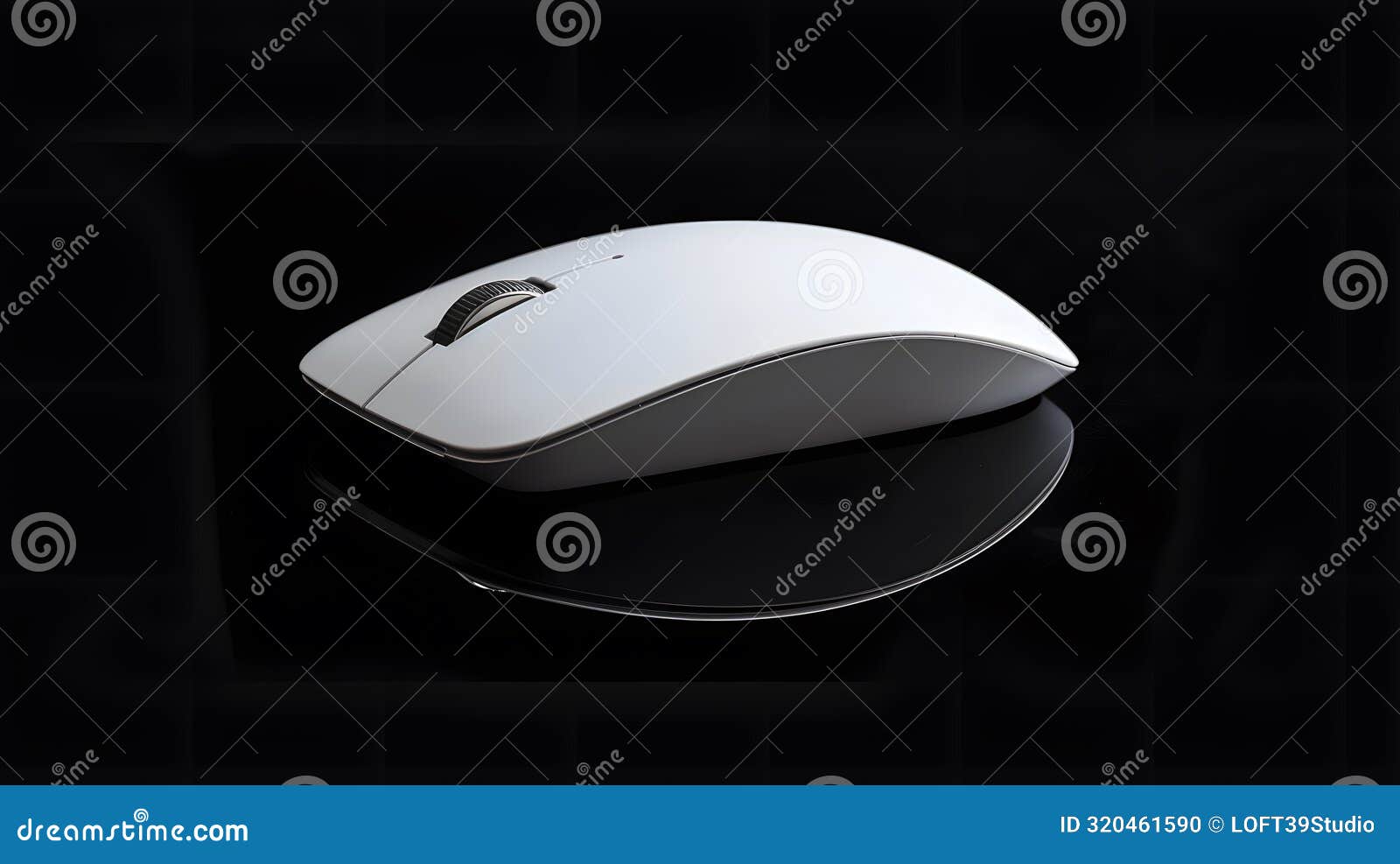 Generative AI Modern Slack Wireless White Computer Mouse on Black ...