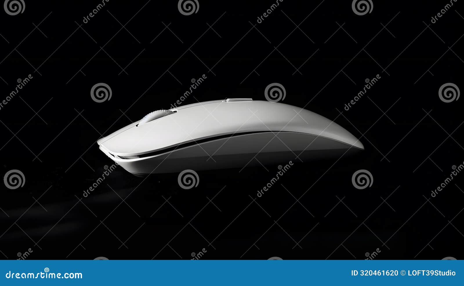 Generative AI Modern Slack Wireless White Computer Mouse on Black ...