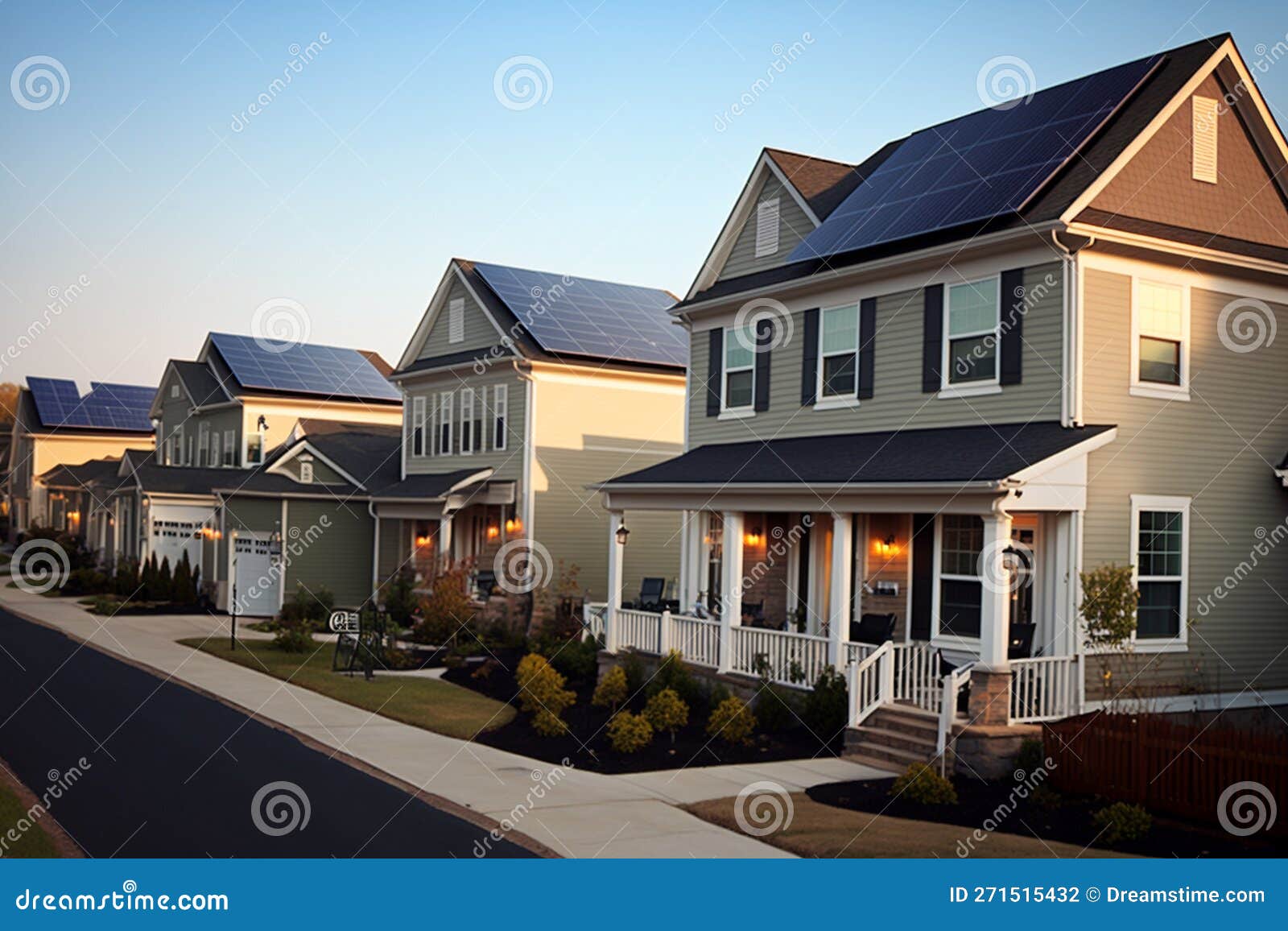Generative AI. Modern Solar Farm Panoramic at Sunset on a Summers Day ...