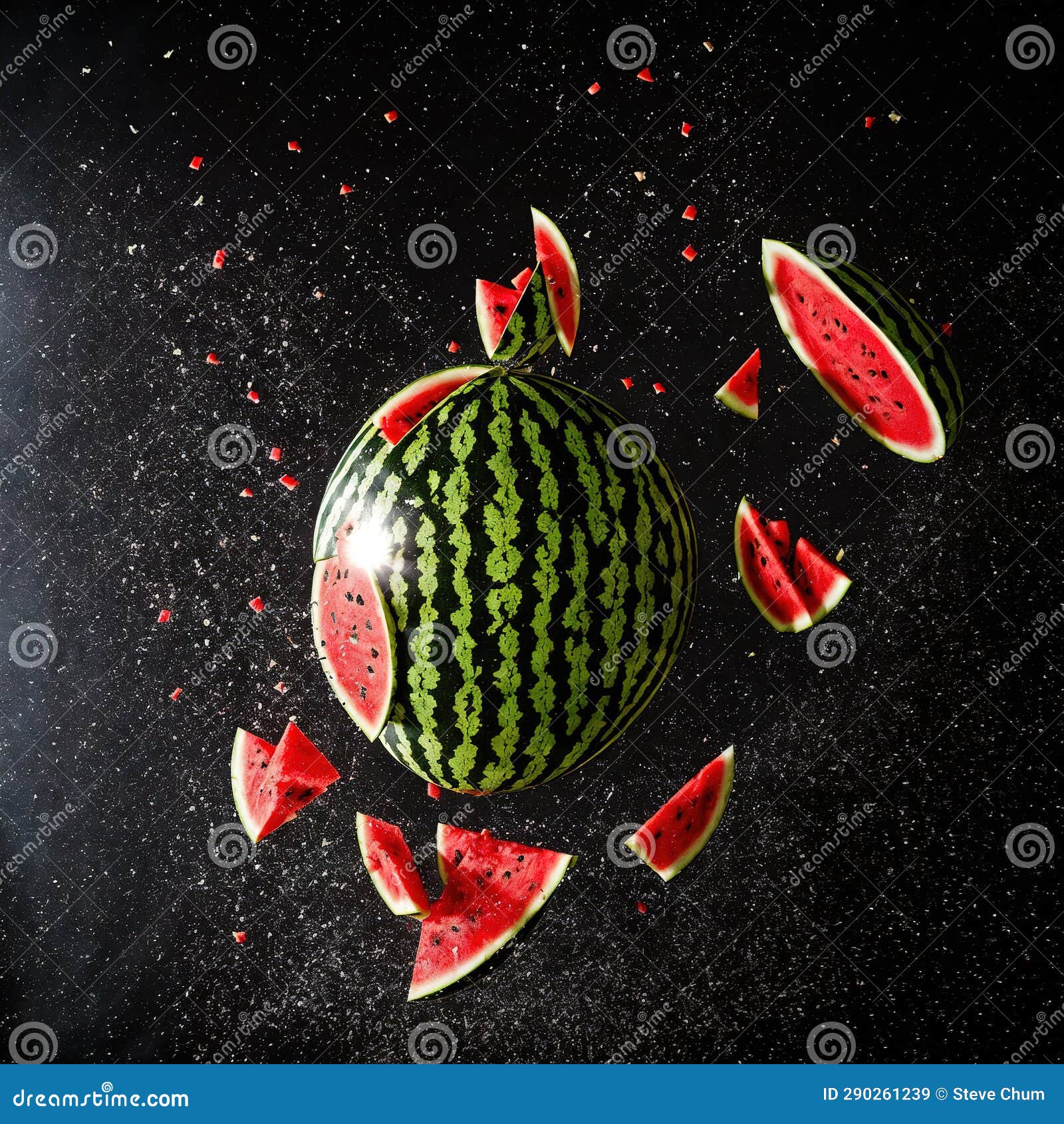 Generative AI, the Moment a Ripe Watermelon is Broken and Cut in Mid ...