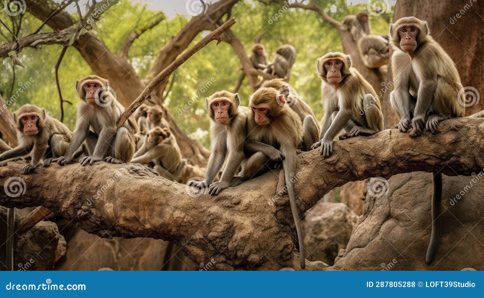 Monkeys_on_a_tree_1690599258836_5 Stock Illustration - Illustration of ...