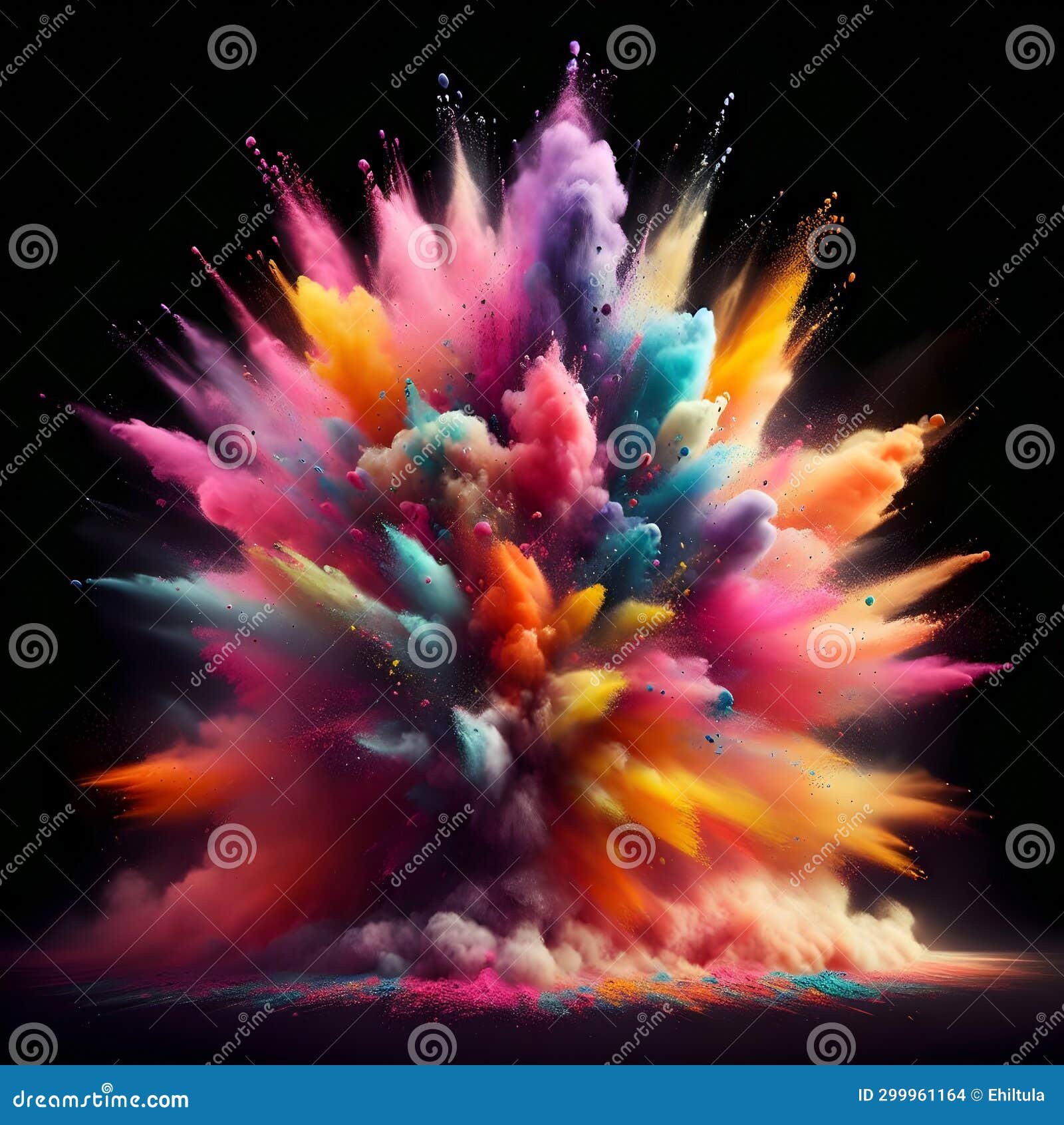 Generative AI Multi Colored Powder Exploding on a Black Background ...