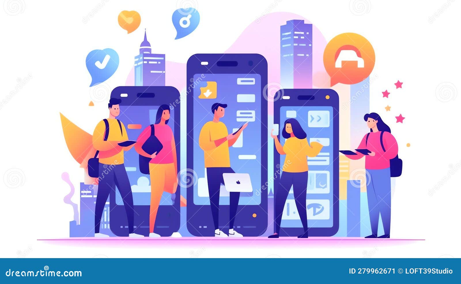 Generative AI Navigation Positioning Landing Page- Stock Illustration - Illustration of person ...