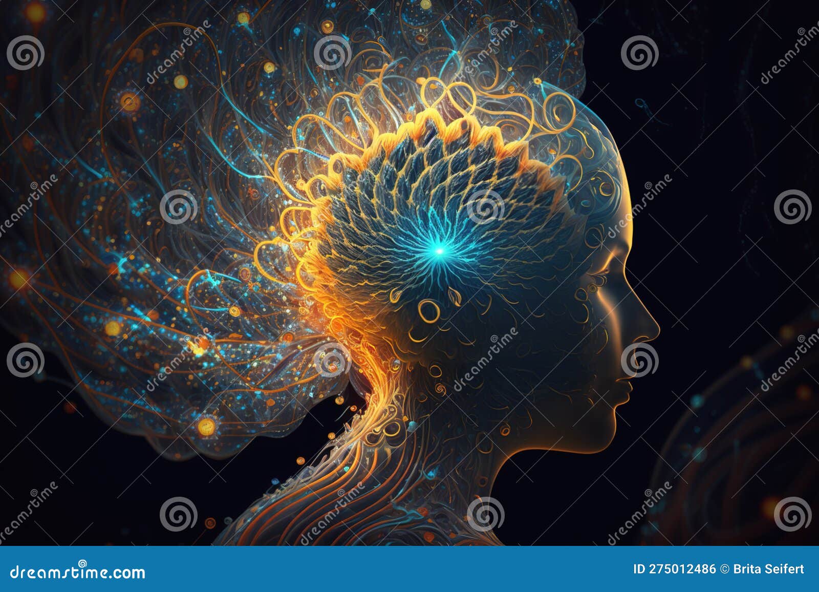 Generative AI. Neural System, Psy Wave Alpha Frequency Divination Stock ...