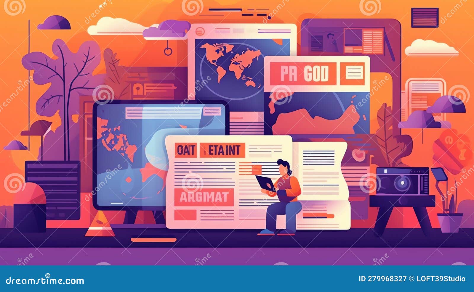 Generative AI Newspaper Production Process in- Stock Illustration ...