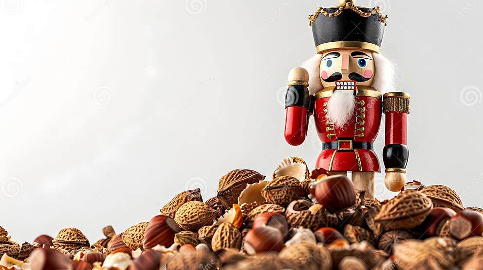 Generative AI Nutcracker on a Pile of Empty Nutshells Isolated on White ...
