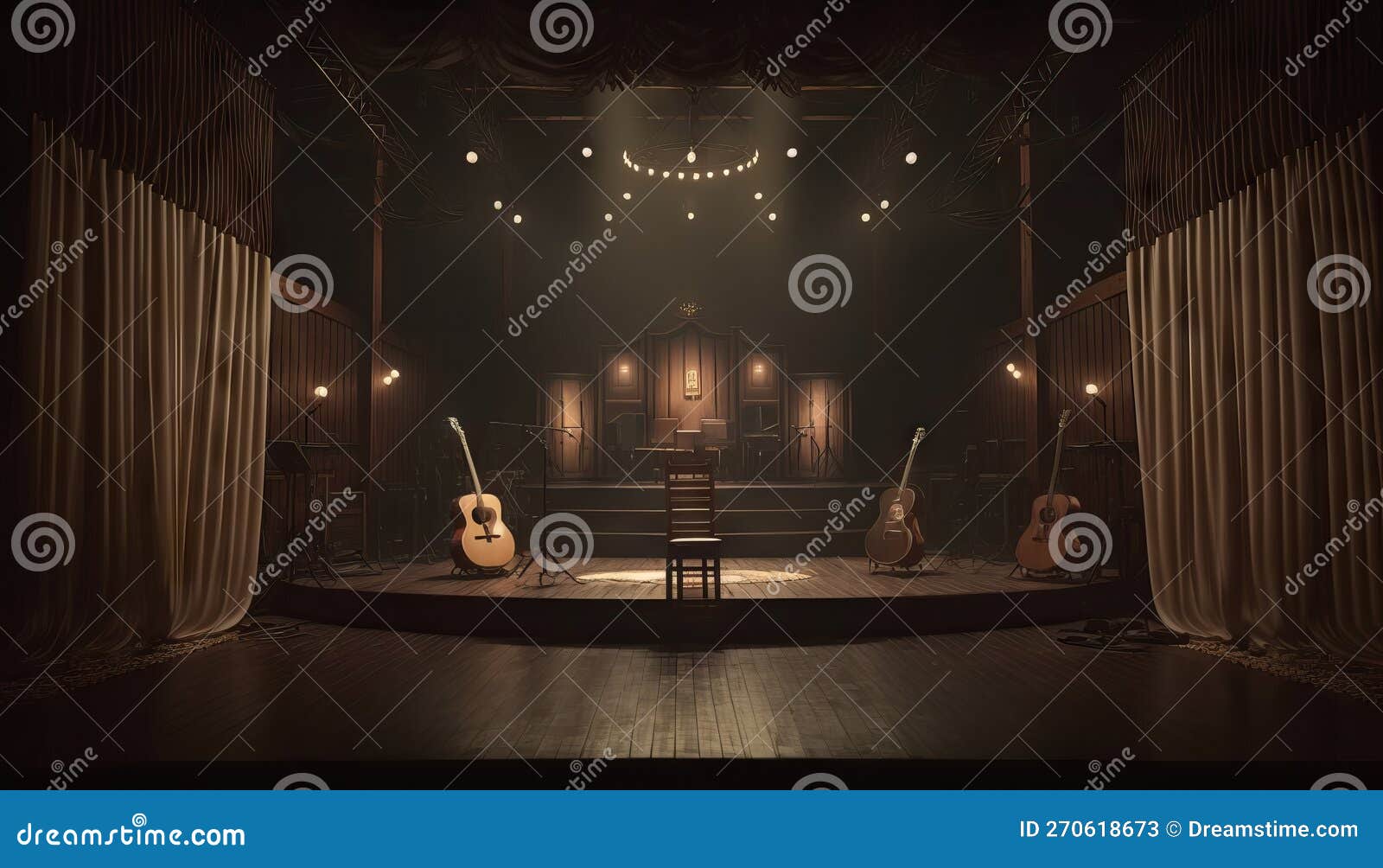 Generative AI of an Old Theater Stage with a Stage and Musical ...