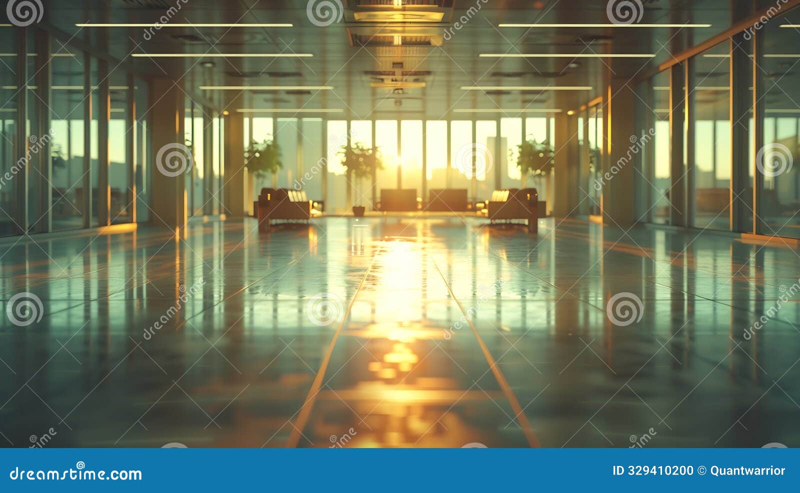 Generative AI the Open Space Office is Empty and Dim Abstract Light ...