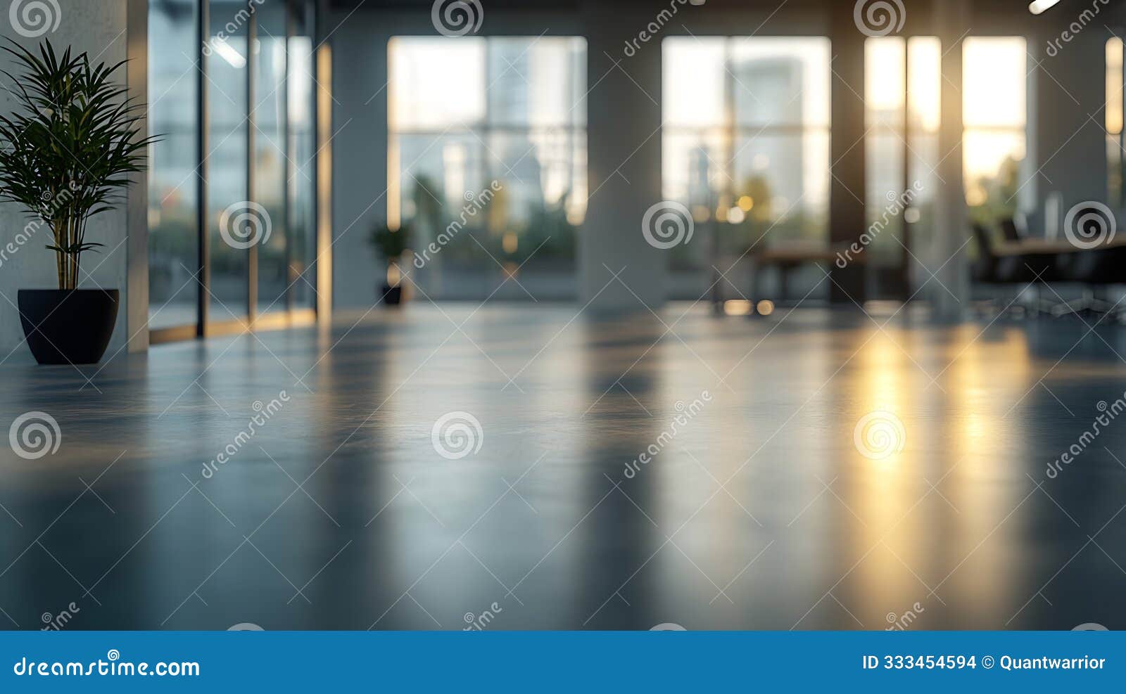 Generative AI the Open Space Office is Empty and Dim Abstract Light ...