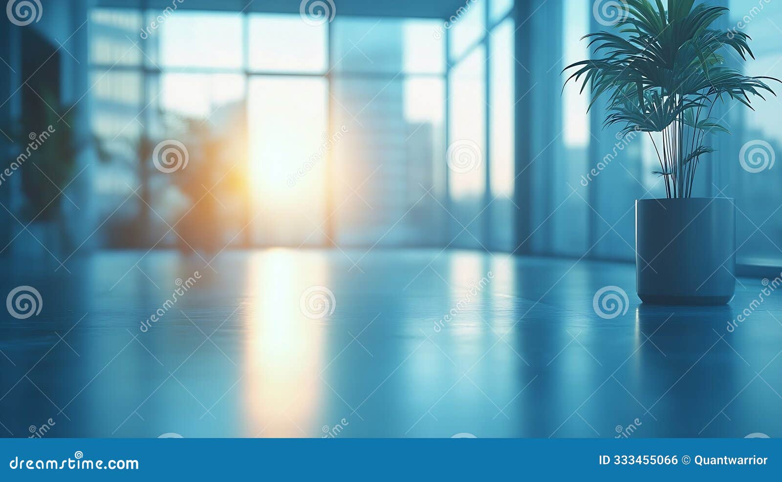 Generative AI the Open Space Office is Empty and Dim Abstract Light ...