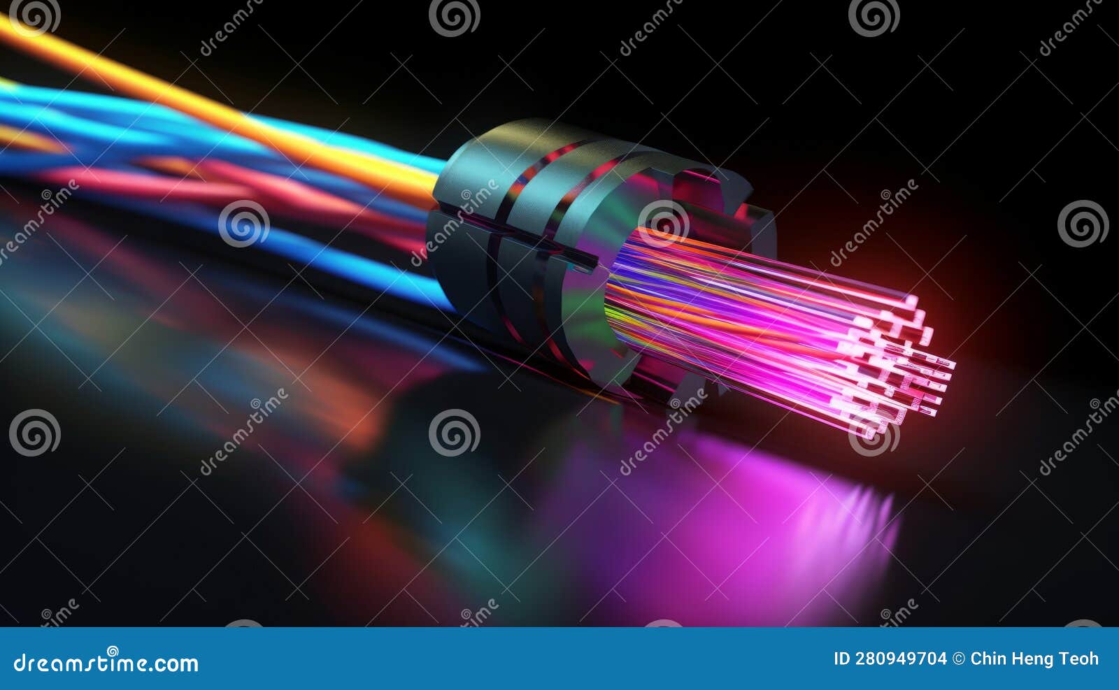 Generative AI of Optical Fiber Cable Over Black Background with ...