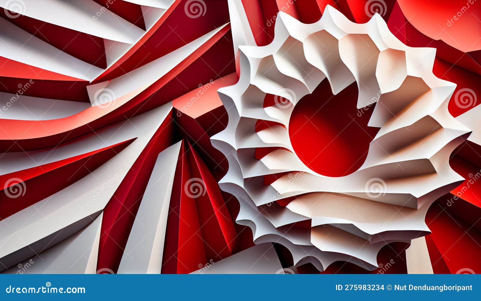 Generative AI, Organic and Geometric Shapes in Red and White Stock ...