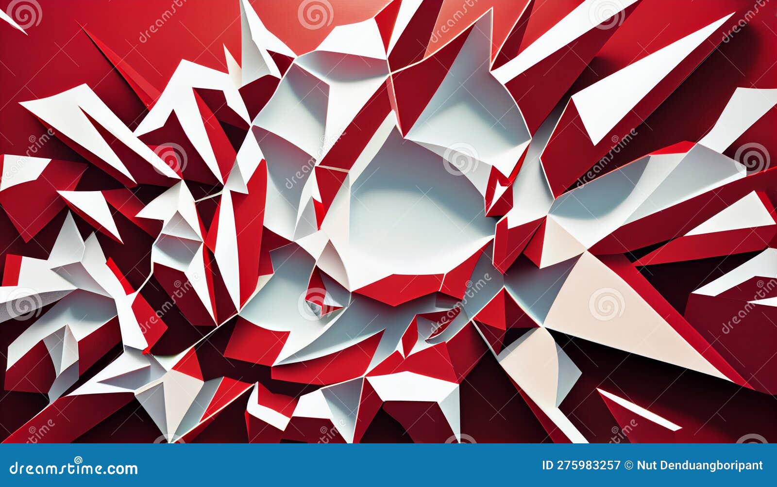 Generative AI, Organic and Geometric Shapes in Red and White Stock ...