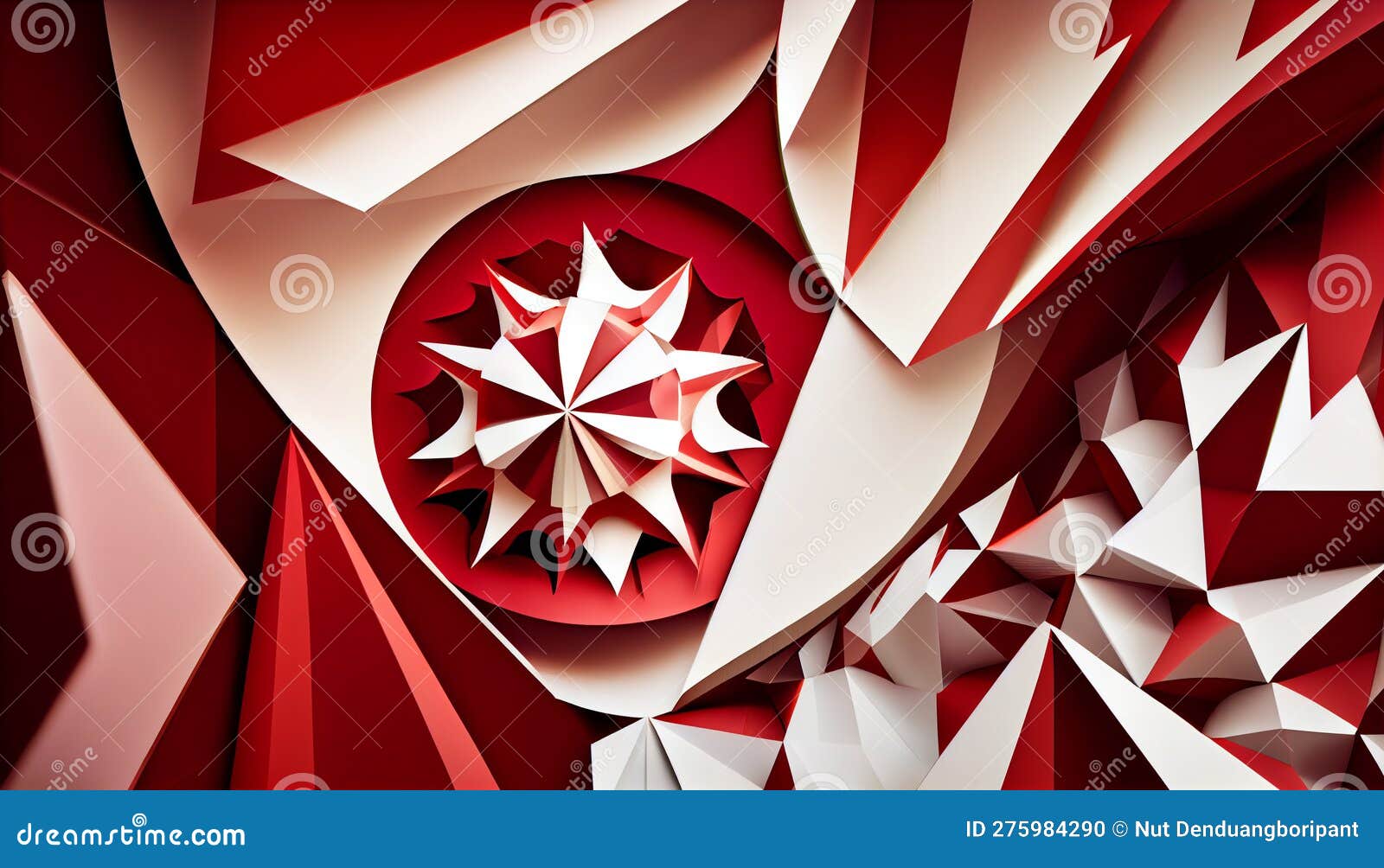 Generative AI, Organic and Geometric Shapes in Red and White Stock ...